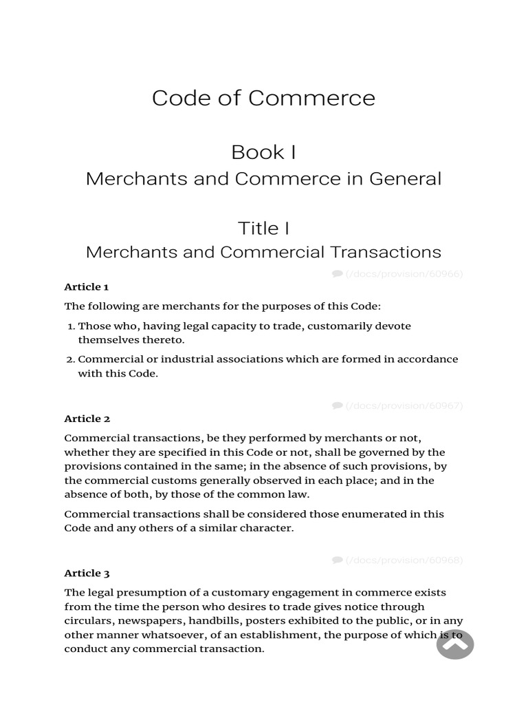 Code of Commerce Full | PDF | Government Information | Government