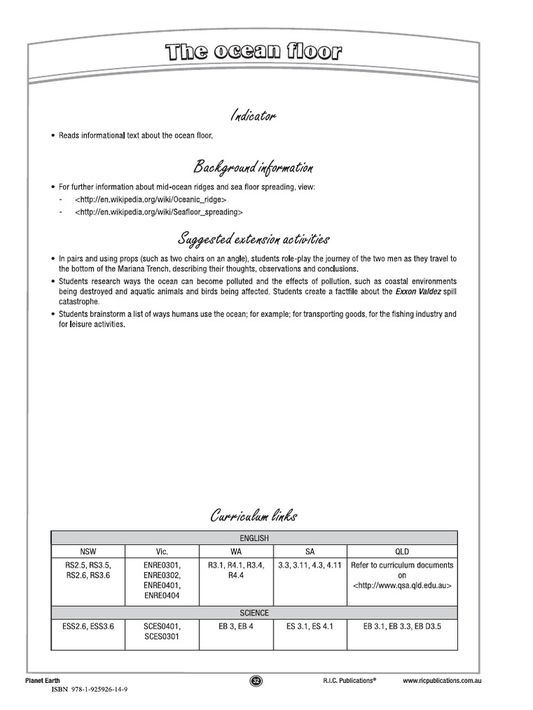 Ocean Floor Worksheet | PDF