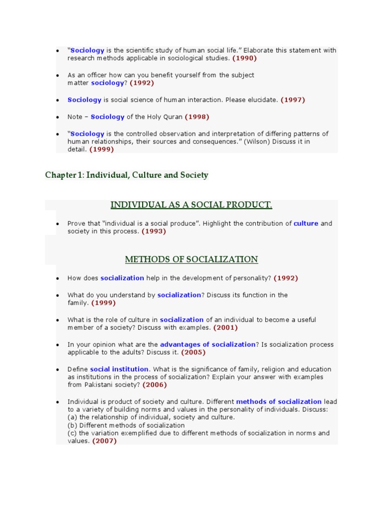 Chapter 1: Individual, Culture and Society Individual As A Social ...
