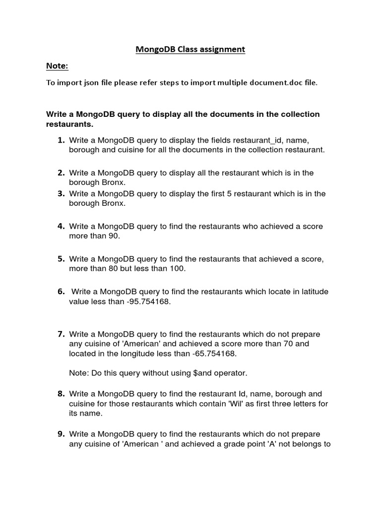 Mongodb Class Assignment Download Free Pdf Mongo Db Information Retrieval