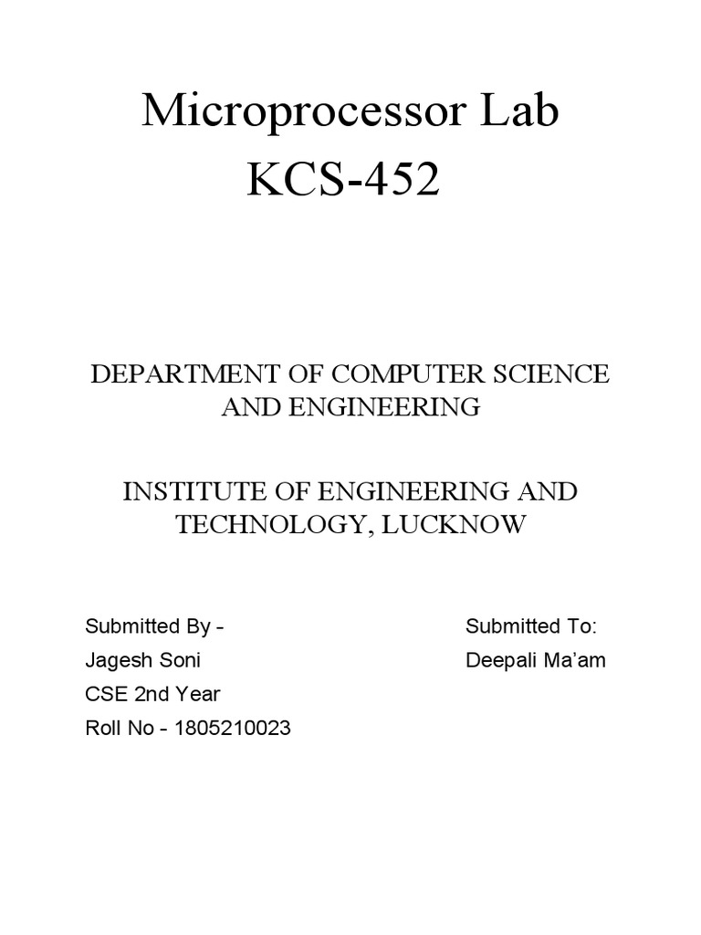 Microprocessor Lab KCS-452 | Download Free PDF | Assembly Language | Classes Of Computers