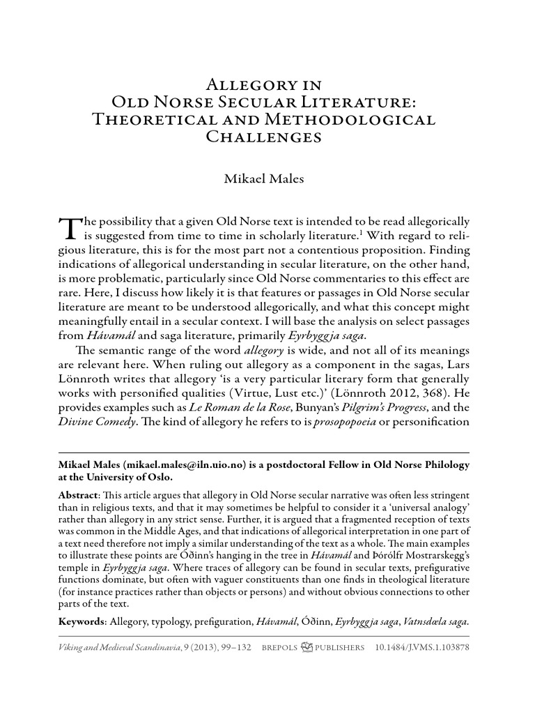 Allegory in Old Norse Secular Literature | PDF | Exegesis | Allegory