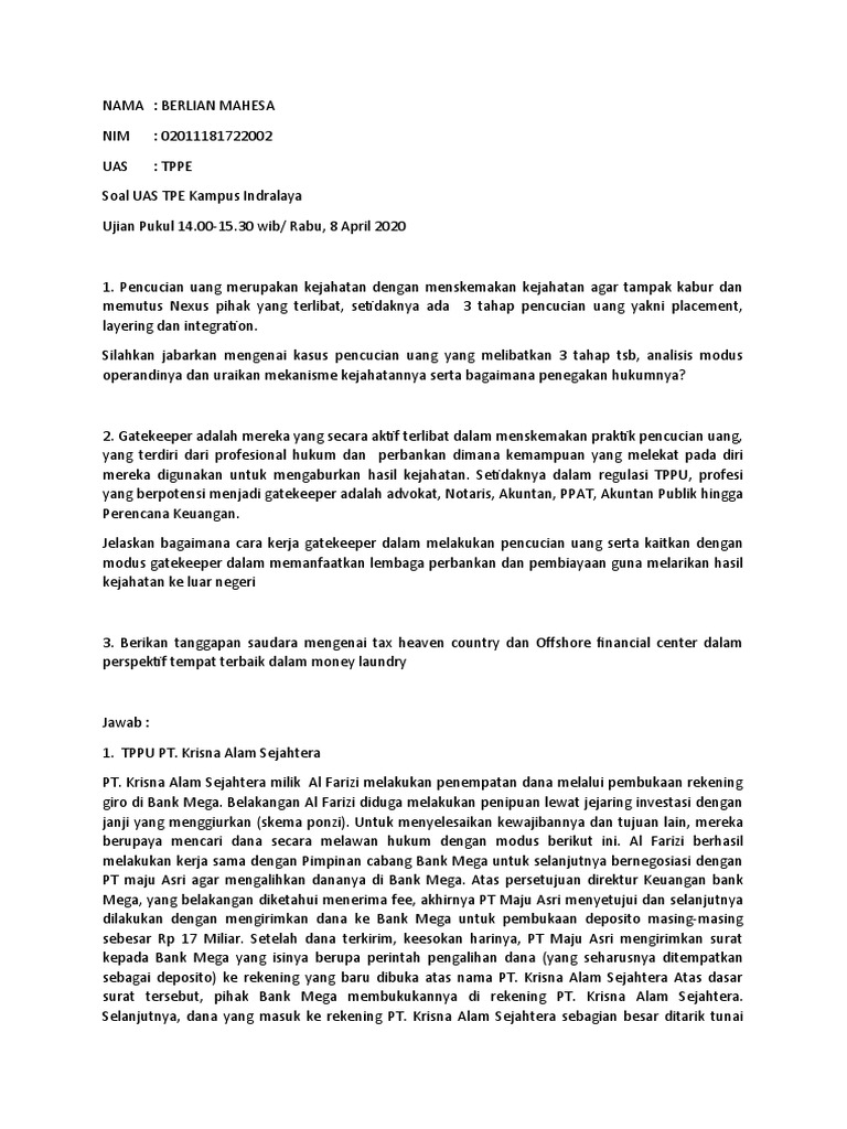 Soal UAS TPE Kampus Indralaya | PDF