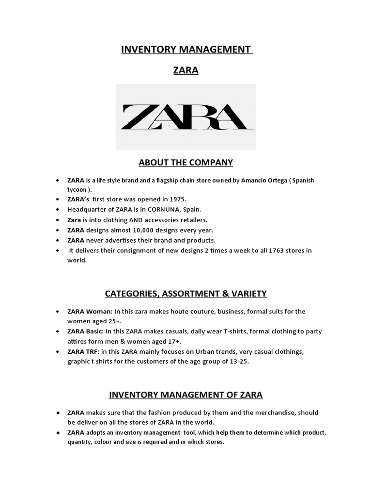 Inventory Management Zara: About The Company | Download Free PDF ...