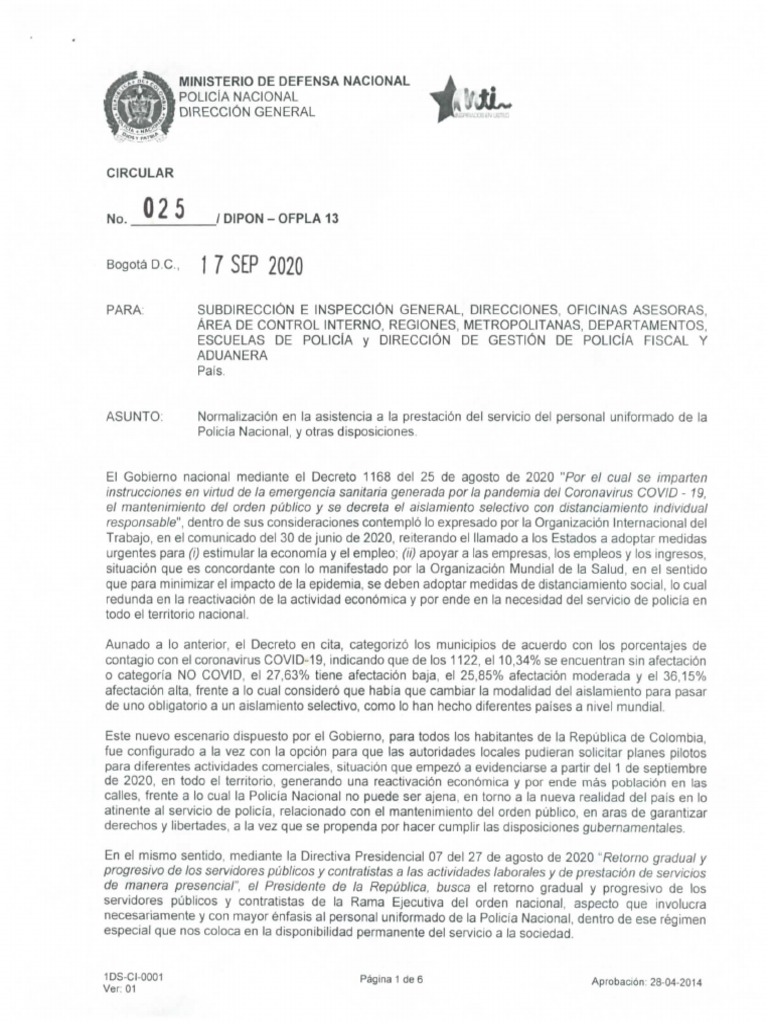 Circular 025 DIPON-OFPLA Del 17092020 | PDF