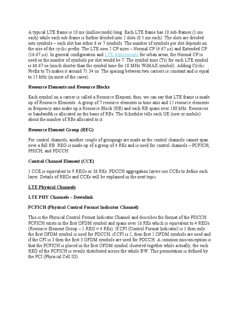 LTE Frame Structure and Control Channels | PDF | Orthogonal Frequency ...