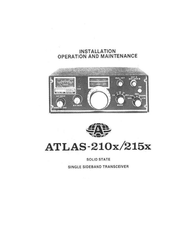 ATLAS 210X HF Transceiver Manual | PDF | Amplifier | Electrical Connector