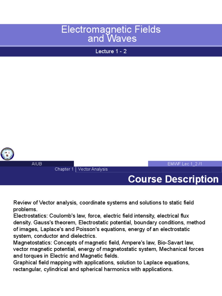 Vector Analysis in Electromagnetics | PDF | Magnetic Field | Maxwell's ...