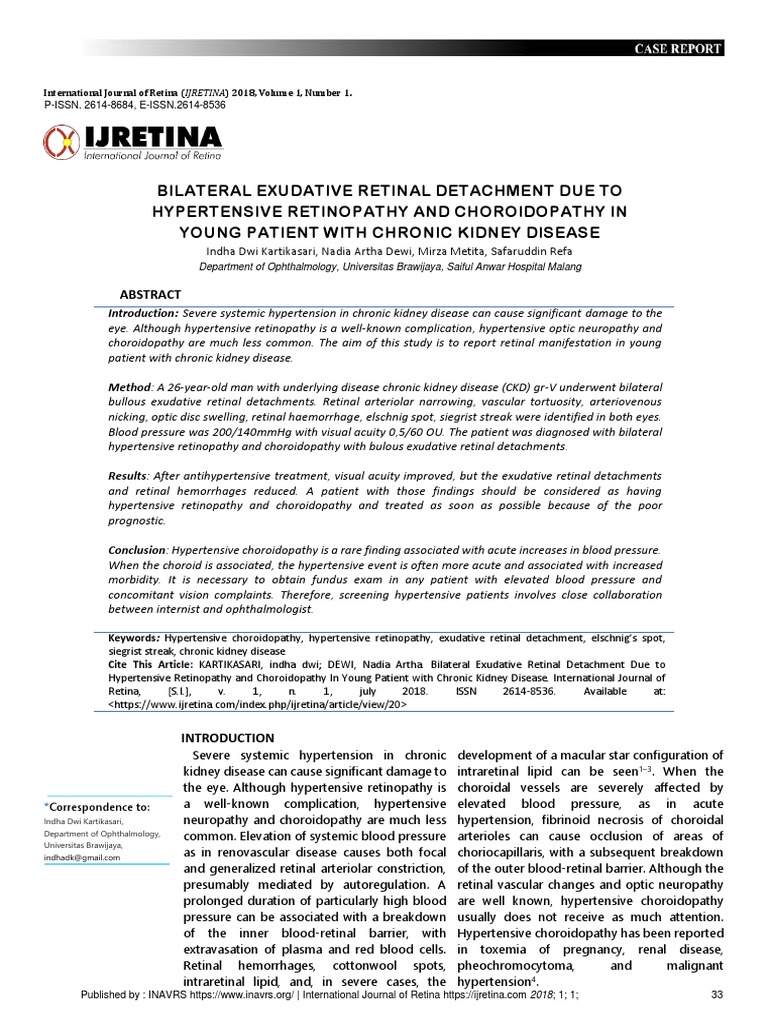 Bilateral Exudative Retinal Detachment Due To Hypertensive Retinopathy ...