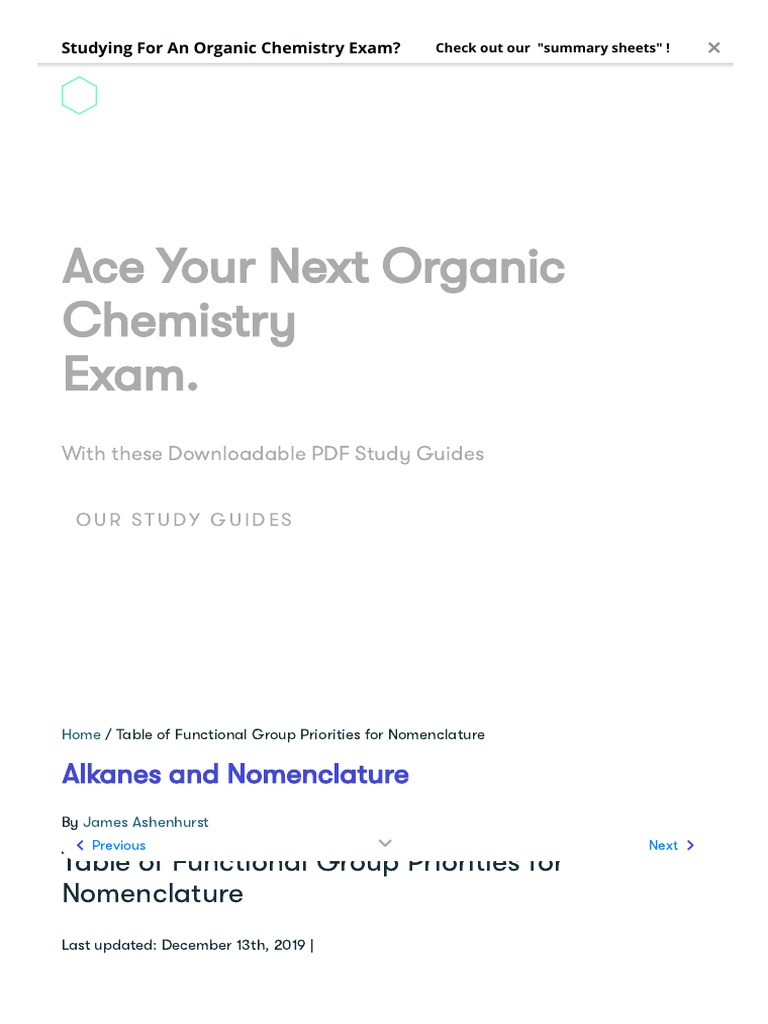 11 Table of Functional Group Priorities For Nomenclature - Master ...