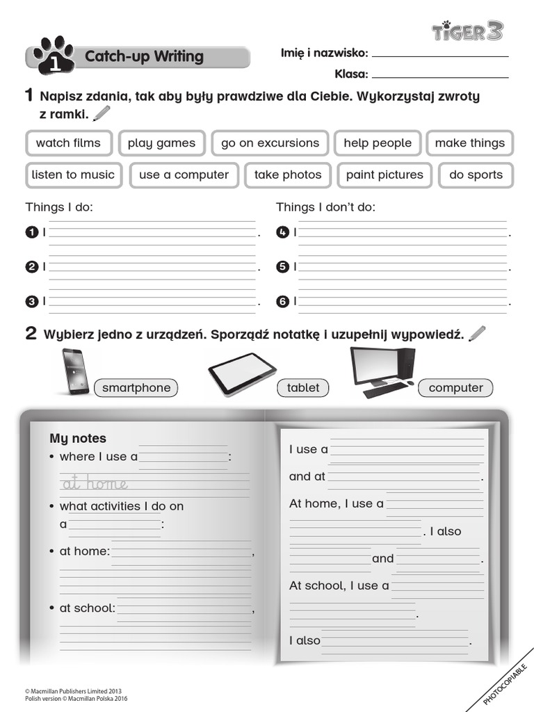 Tiger 3 TRF Unit 1 Catch-Up Writing | PDF | Computing And Information Technology | Business