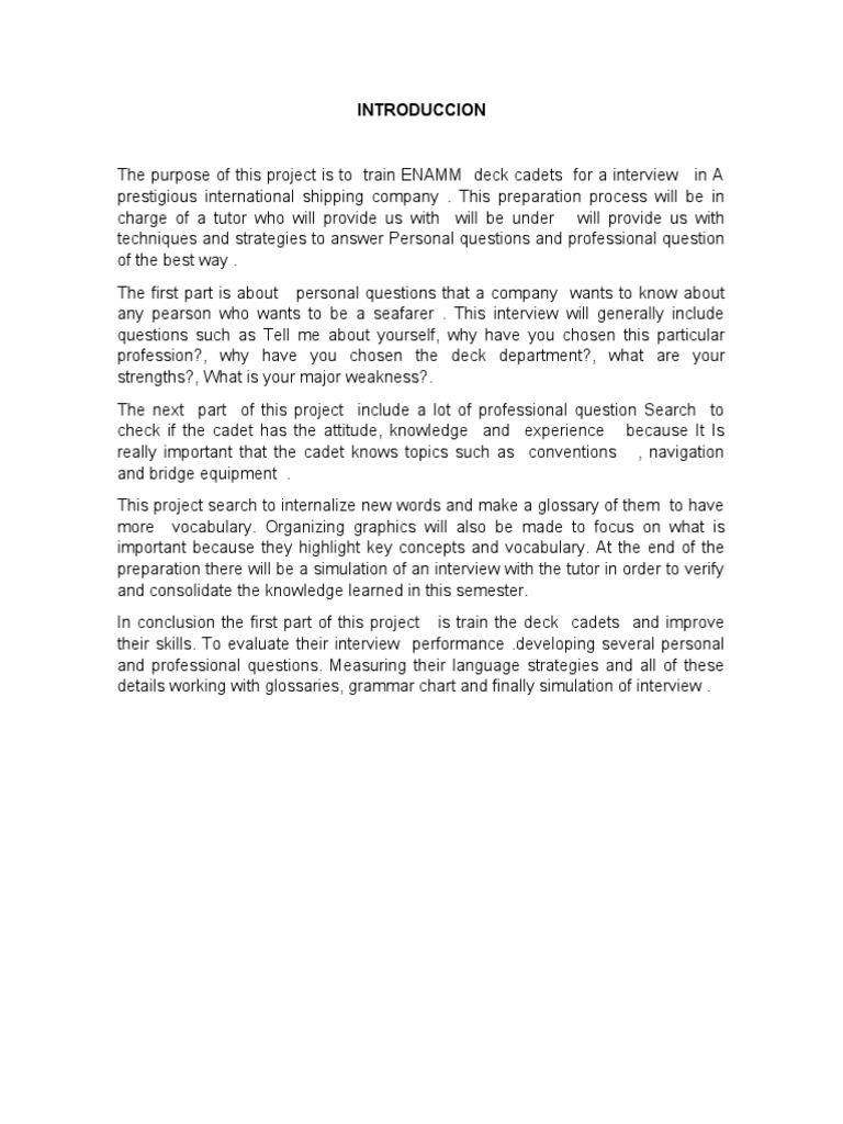Deck Cadet Interview Preparation Guide | PDF | Question | Vocabulary