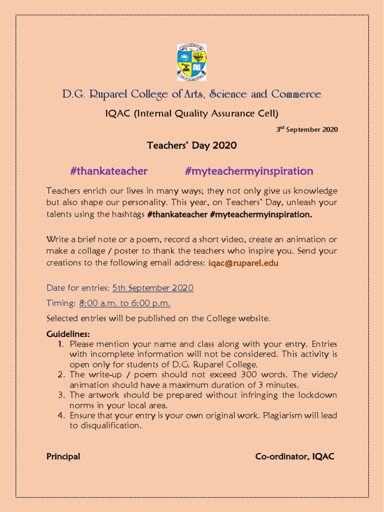 Teachers' Day 2020 For Students | PDF