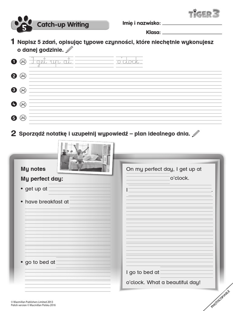 Tiger 3 TRF Unit 5 Catch-Up Writing | PDF