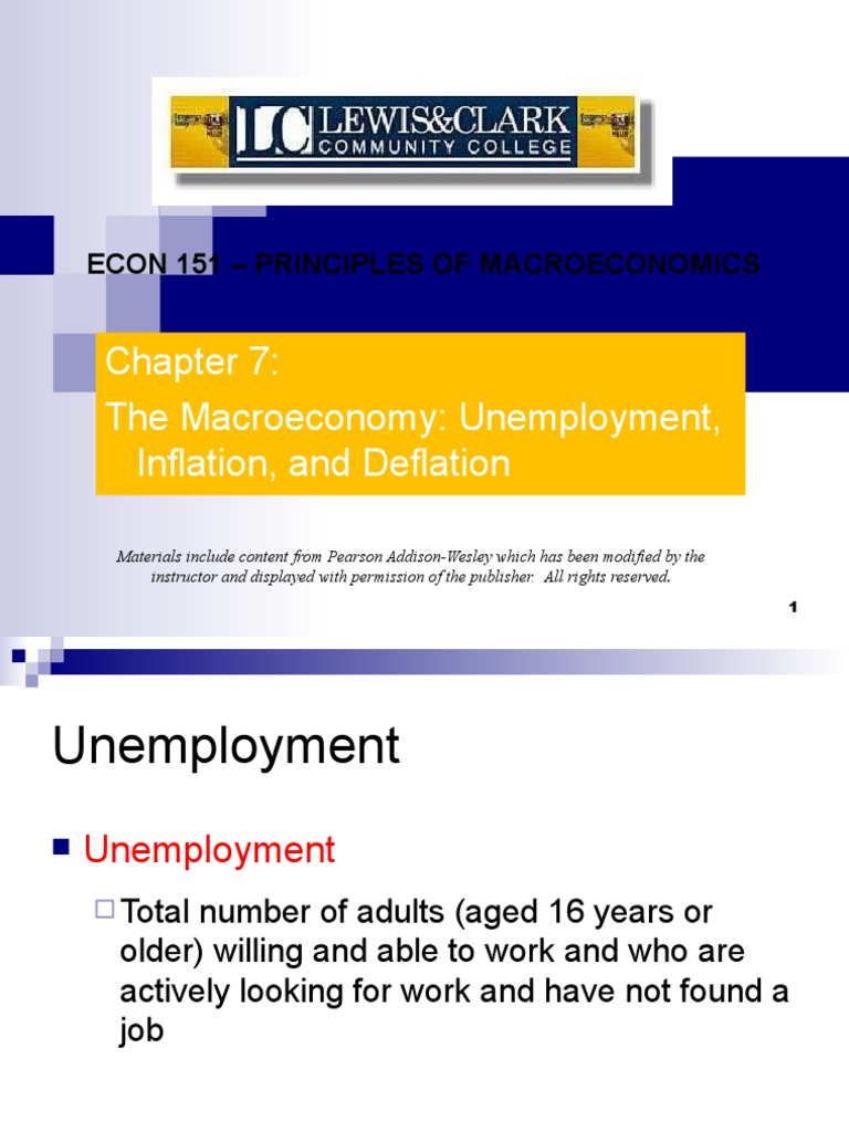 The Macroeconomy: Unemployment, Inflation, and Deflation: Econ 151 ...