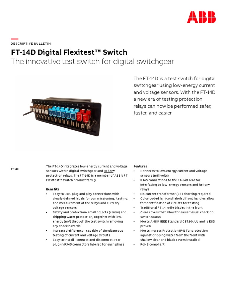 FT-14D Digital Flexitest™ Switch | PDF | Electrical Connector | Switch