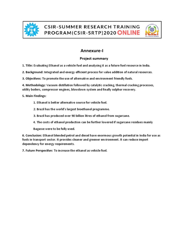 Annexure-I: Project Summary | PDF | Artificial Intelligence | Intelligence (AI) & Semantics