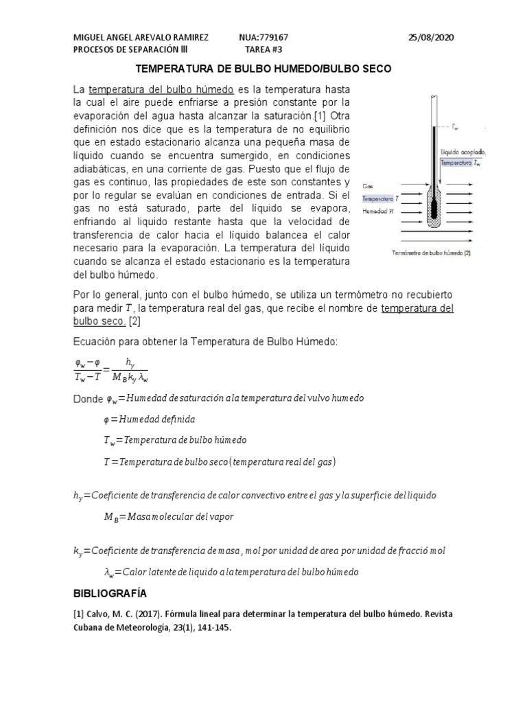 Temperatura de Bulbo Humedo/Bulbo Seco | PDF