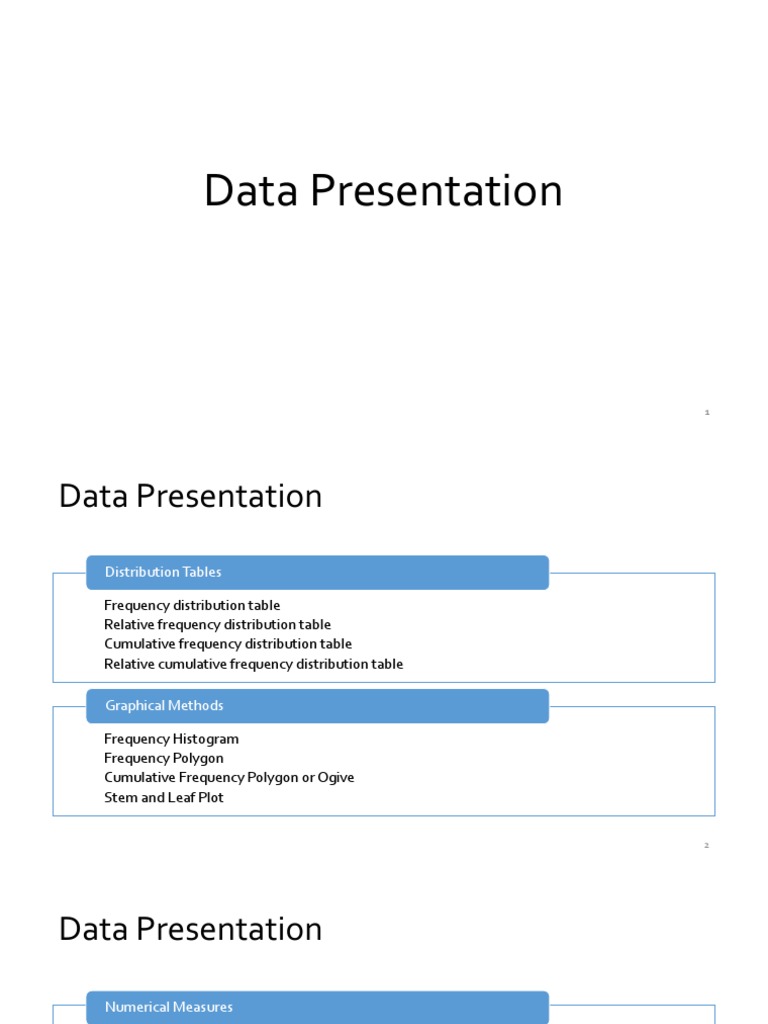 Data Presentation Techniques and Measures | PDF | Descriptive ...