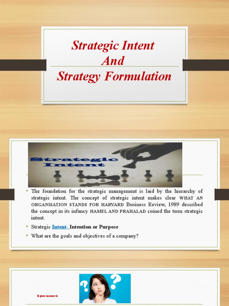 Strategic Intent and Strategy Formulation | Download Free PDF | Goal ...