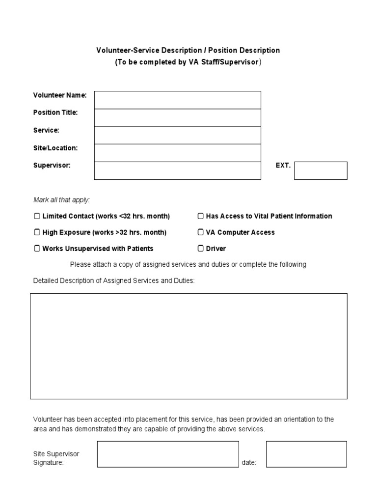 Volunteer Position Description | PDF | Finance & Money Management