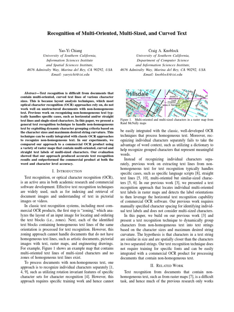 Recognition Of Multi Oriented Multi Sized And Curved Text Pdf Optical Character