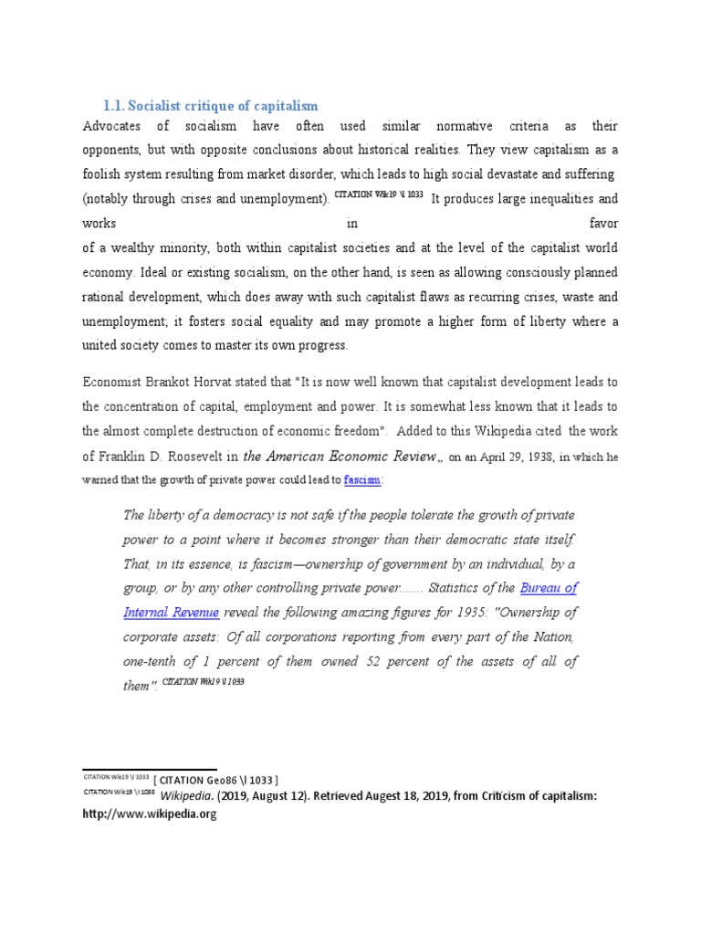 Socialist Critique of Capitalism | PDF | Criticism Of Capitalism ...