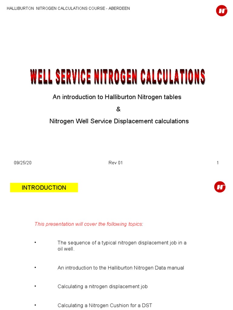 Calculating Nitrogen Displacement to Clear Oilfield Tubing | PDF ...