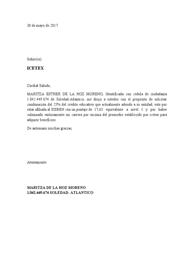 Carta Icetex Maritza | PDF