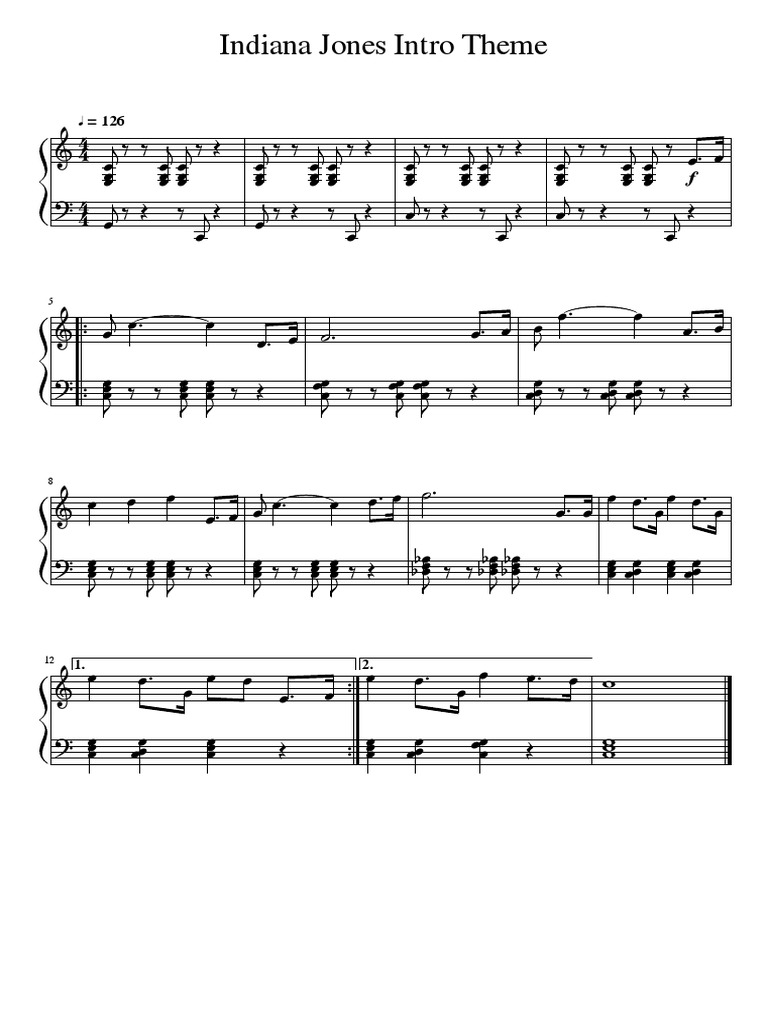 Indiana Jones Theme Piano Sheet Music | PDF