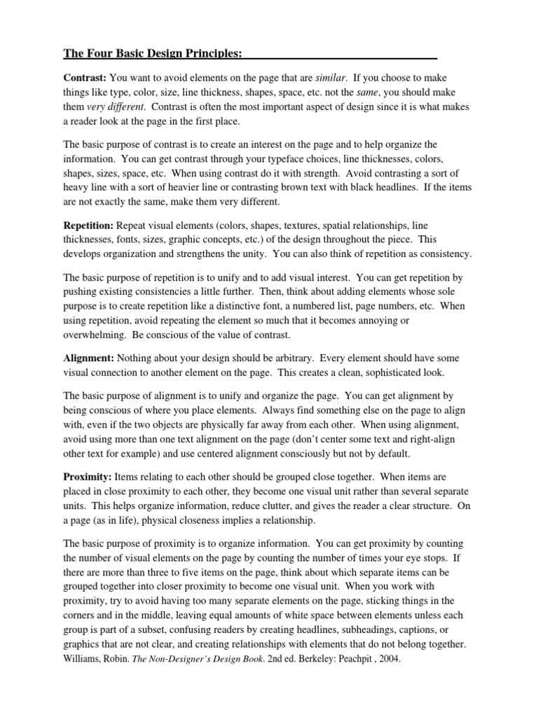 The Four Basic Design Principles:: Williams, Robin. The Non-Designer's ...