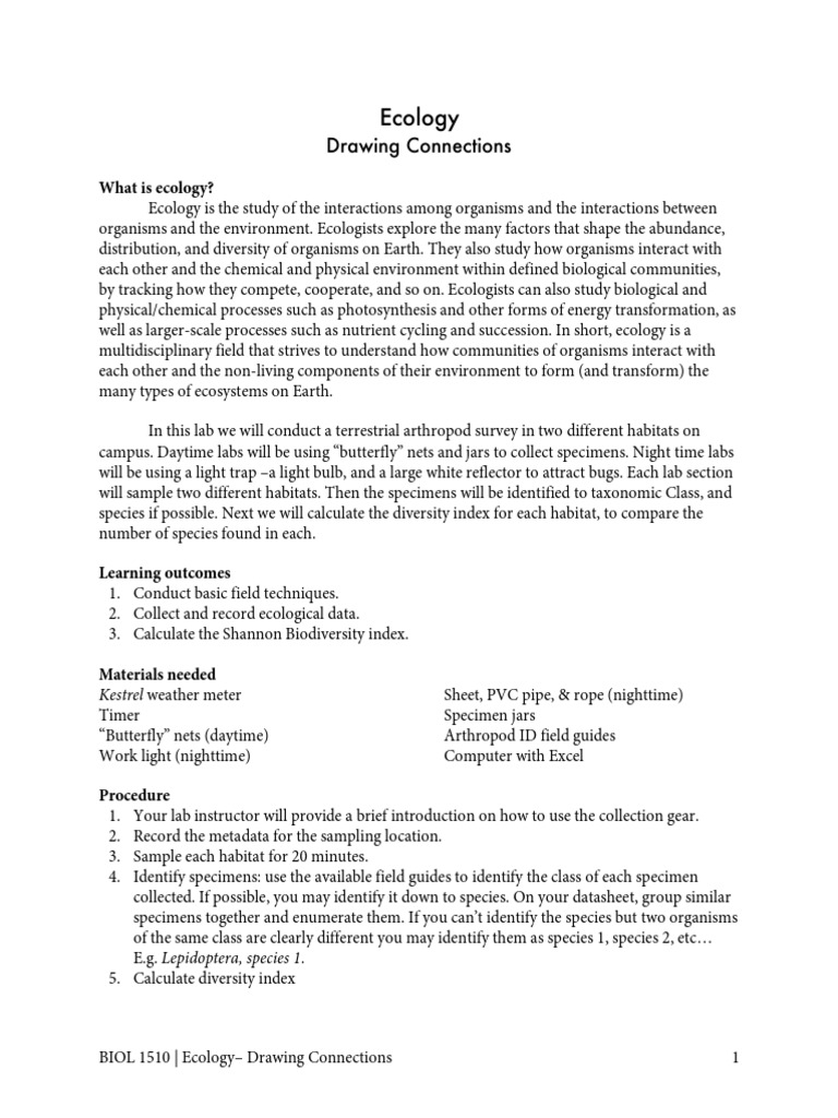 Ecology - Lab Manual | PDF | Ecology | Biodiversity