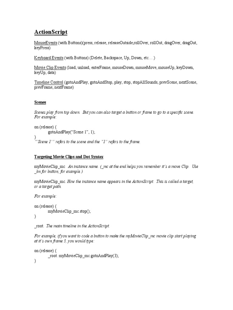 Action Script Lesson | Download Free PDF | Action Script | Boolean Data ...