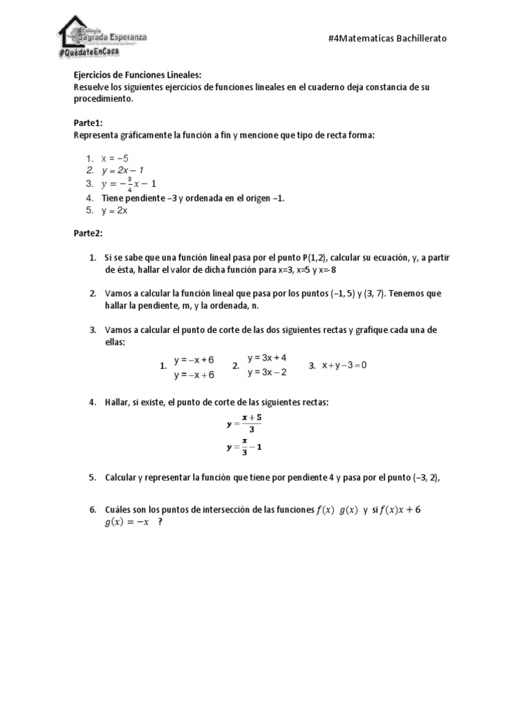 Ejercicios de Funciones Lineales PDF | PDF