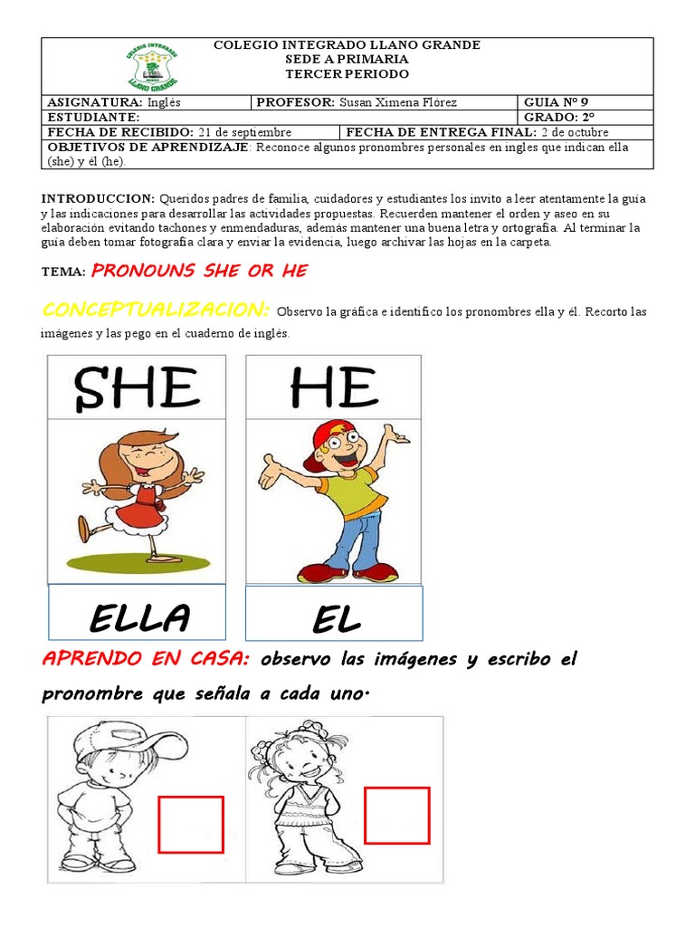 Guia de Ingles 2 Los Pronombres She or He | PDF