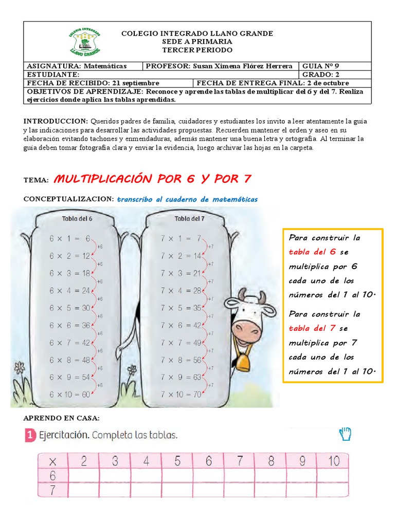 Actividades de Multiplicación 6 y 7 | PDF | Multiplicación ...