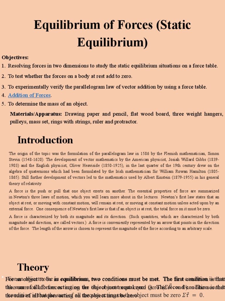Static Equilibrium and Force Analysis | PDF | Force | Euclidean Vector