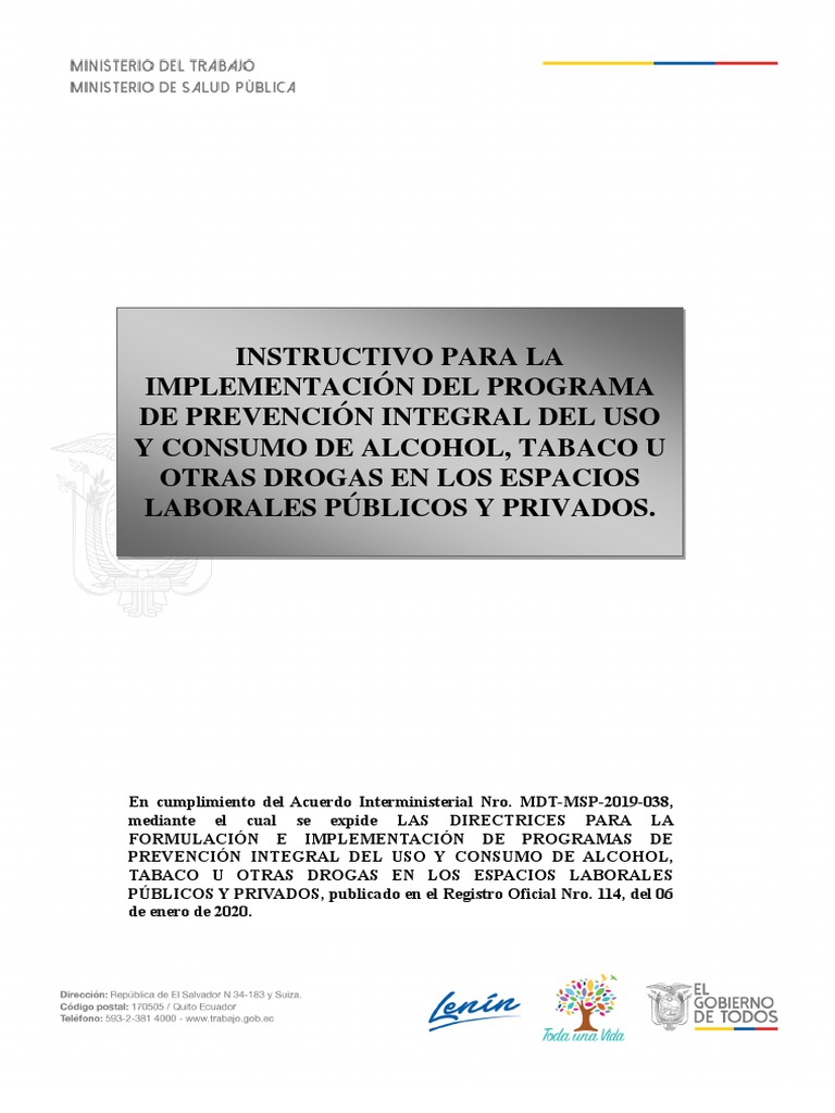 Instructivo para La Implementación Del Programa de Prevención Integral Del Uso y Consumo de ...