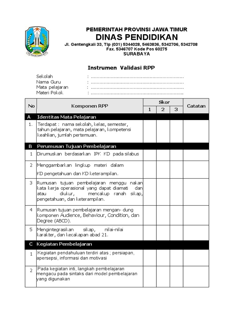 Format Validasi RPP | PDF