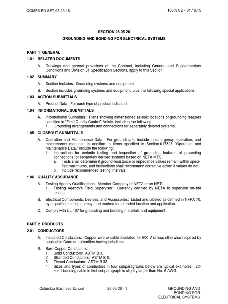 Grounding and Bonding For Electrical Systems - Rev - 1 | PDF ...