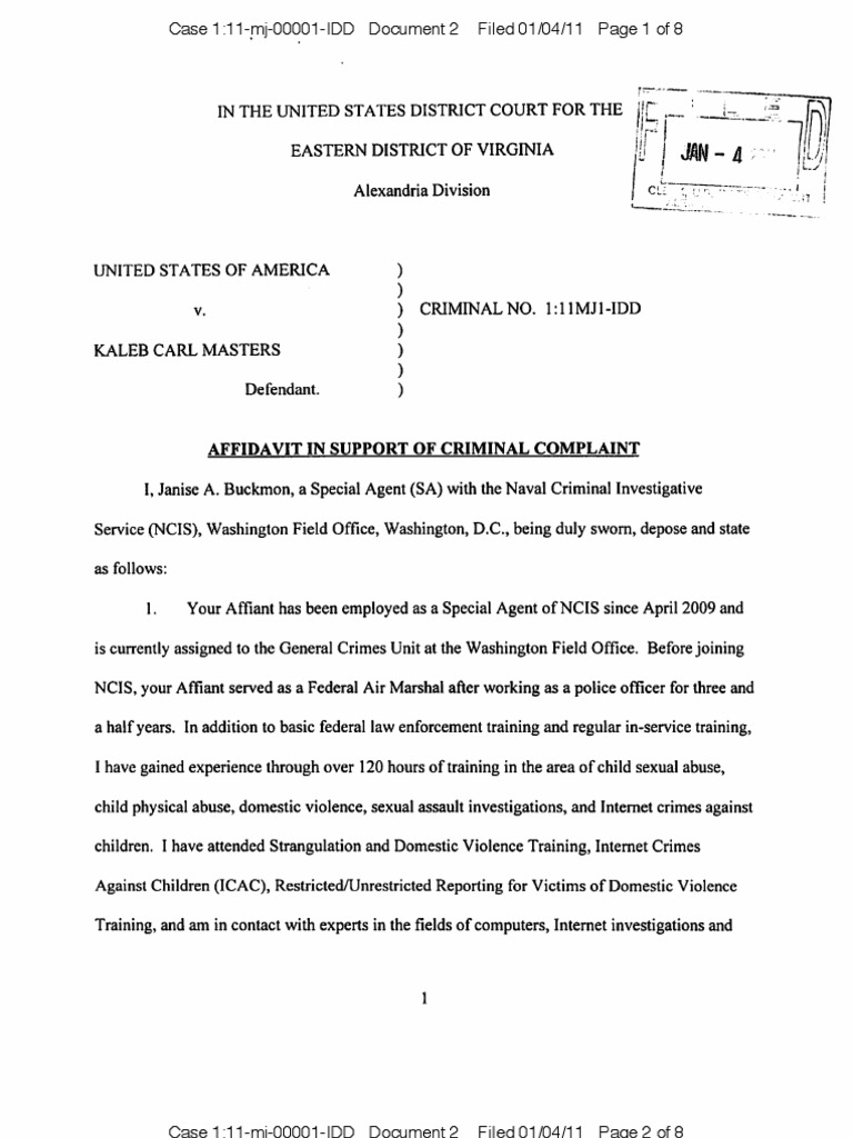 Kaleb Masters Affidavit | PDF | Child Pornography | Special Agent