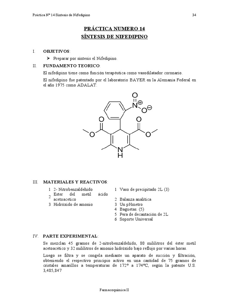 FQII-practica14 Nifedipino | PDF