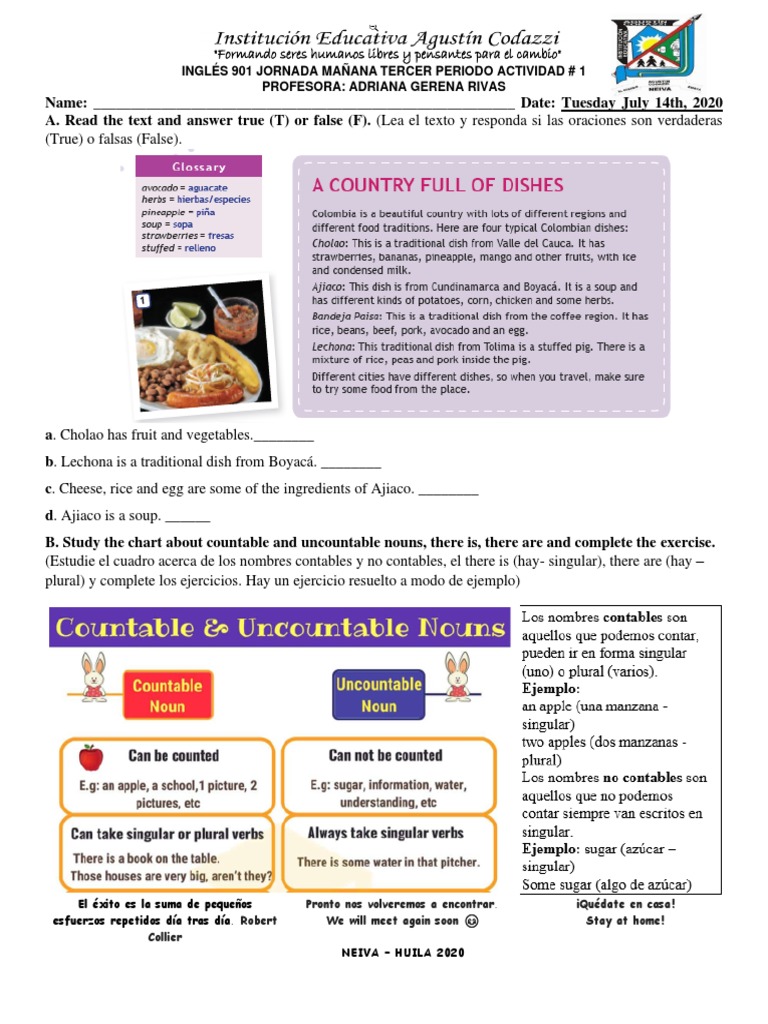 Actividad #1 Inglés 901 3er Periodo AdrianaGR JM PDF | PDF
