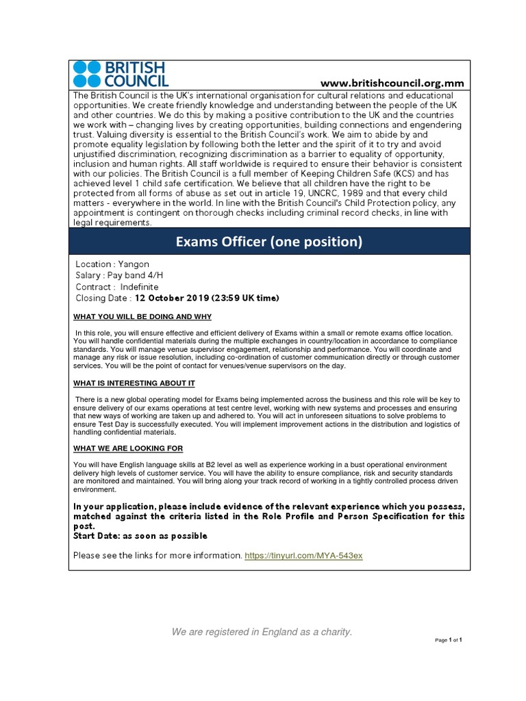 Exams Officer (One Position) : What You Will Be Doing and Why | PDF ...