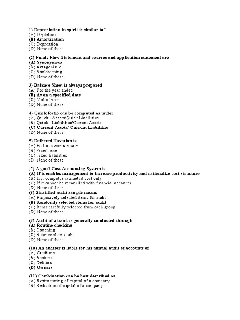 Auditing and Accounting Mcqs Point | PDF | Audit | Balance Sheet