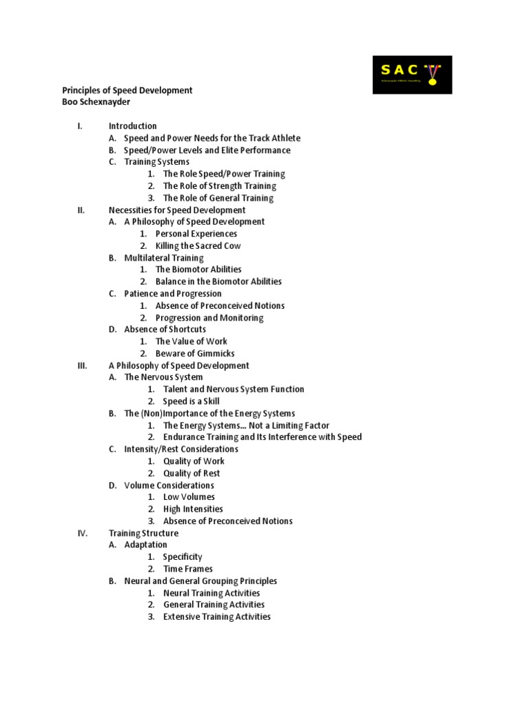 Speed Development Principles by Boo Schexnayder | PDF | Strength ...