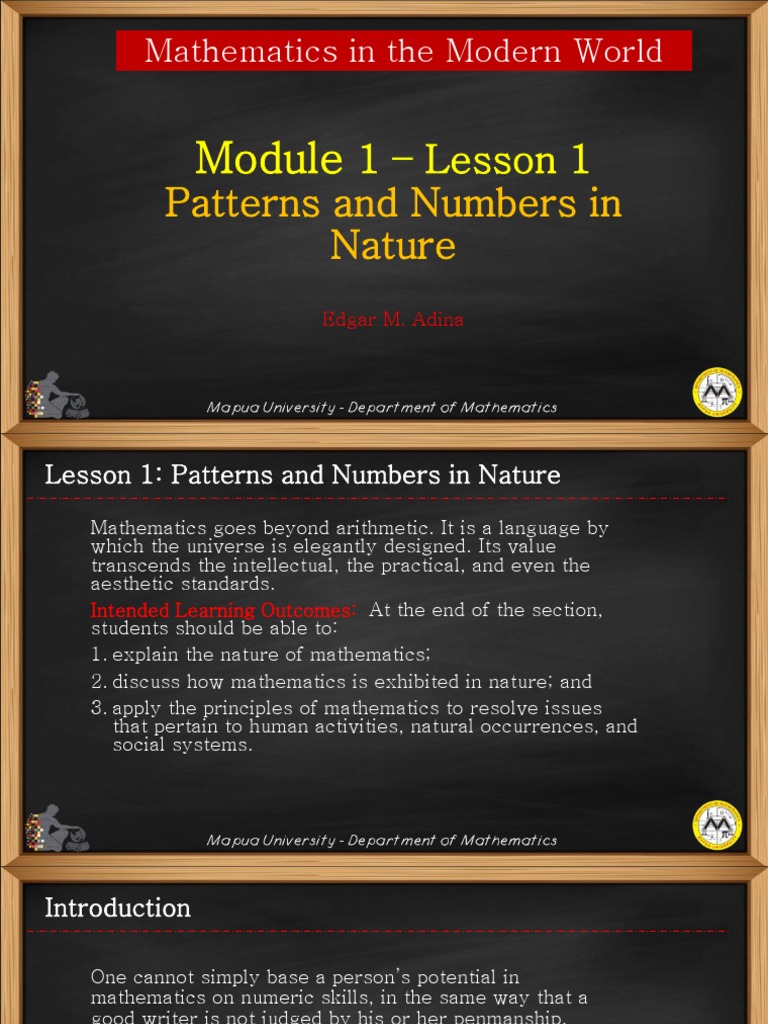 Mathematics in The Modern World: Patterns and Numbers in Nature | PDF ...