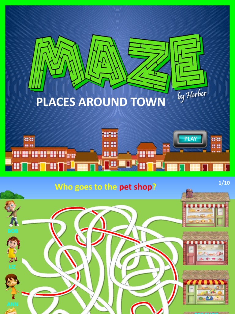 Maze Places Around Town Fun Activities Games Games - 87558 | PDF | Business