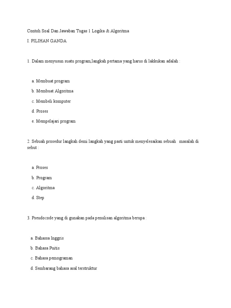 Soal Logika Algoritma | PDF