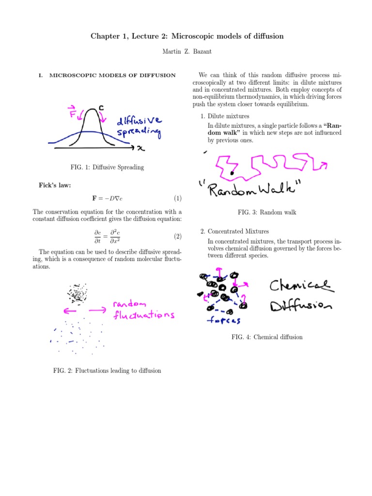 Chapter 1, Lecture 2: Microscopic Models of Diffusion | PDF | Diffusion ...